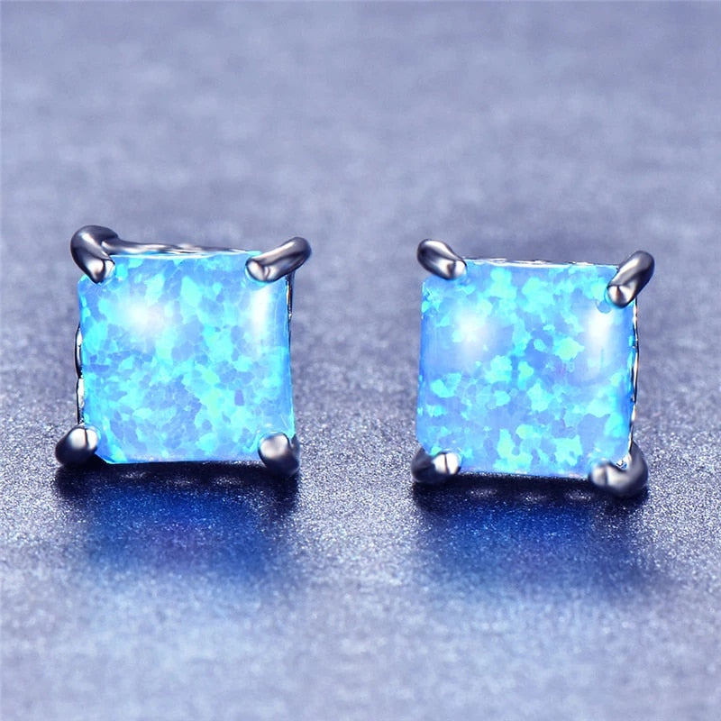 Premium Square Shape Opal Stud Imitation Earrings – Siltaki